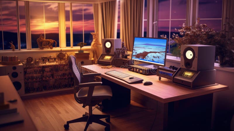 Content Creator Interior of a Modern Office in the Nighttime Stock ...