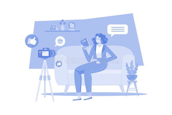 Content Creator Making Live Sessions with Fans Stock Vector ...