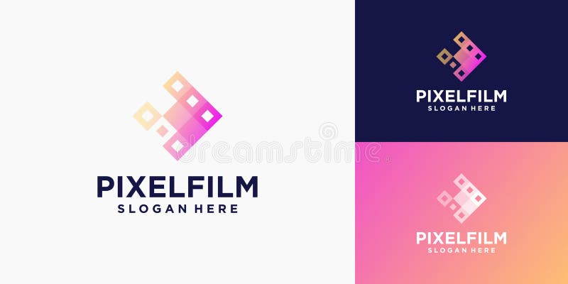Content Creator Production Video Pixel Film Logo Design. Stock ...