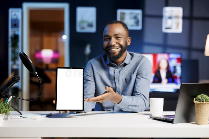 Content Creator Repairing Mockup Tablet Stock Photo - Image of teaching ...