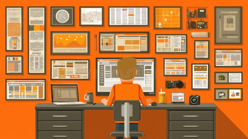 Content Creator S Workspace Stock Illustration - Illustration of clean ...