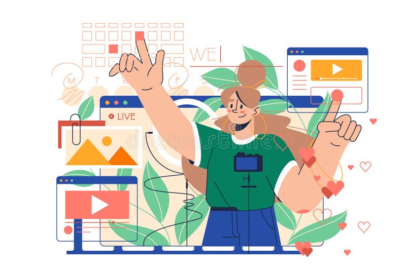 Content Creator Streaming stock vector. Illustration of communication ...