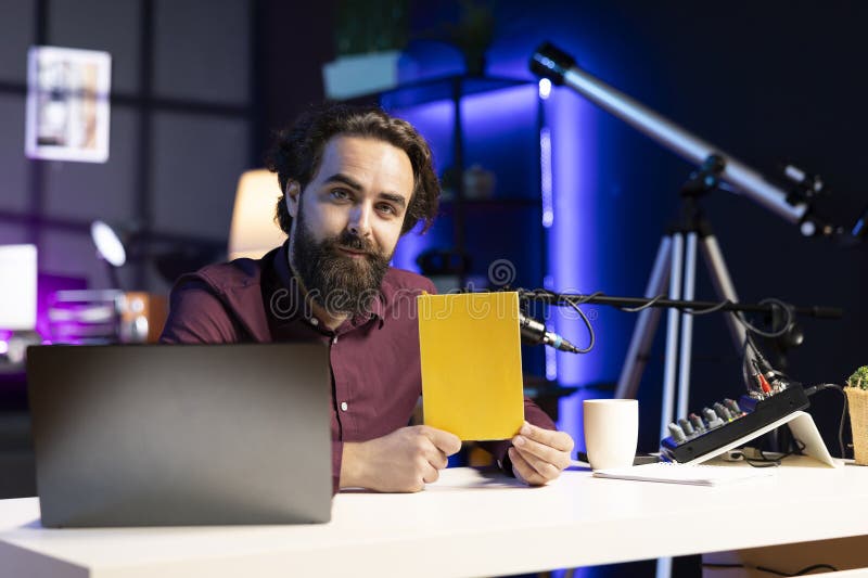 Content Creator in Studio Doing Novel Summaries for Interested Readers ...