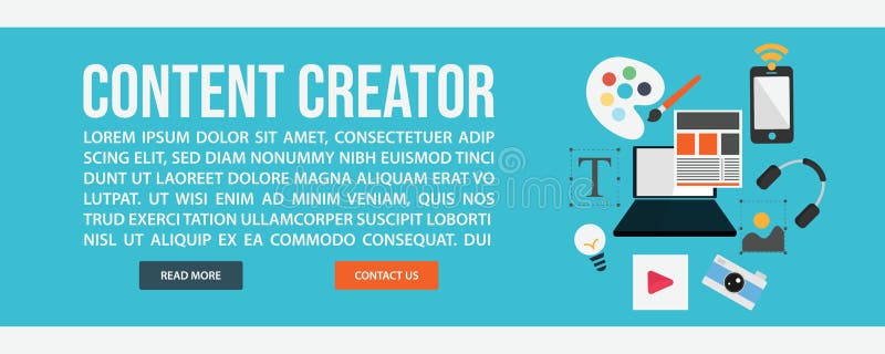 Content Creator Web Banner Template Stock Vector - Illustration of ...