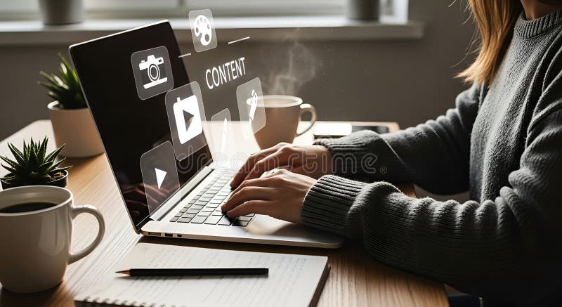 Content Creator Working on Digital Marketing and Social Media in Modern ...