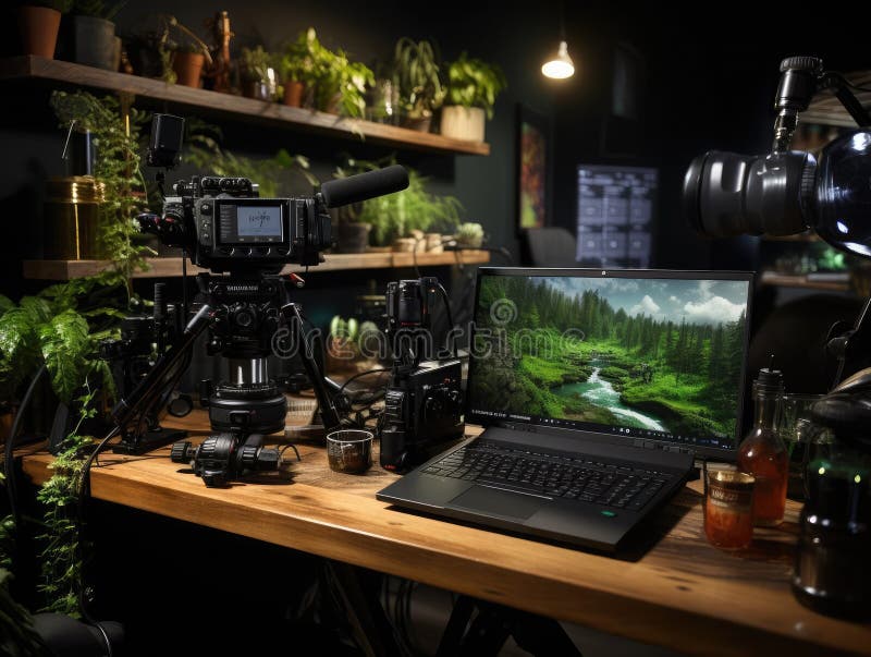 Content Creators Livestream Studio Setup Stock Illustration ...
