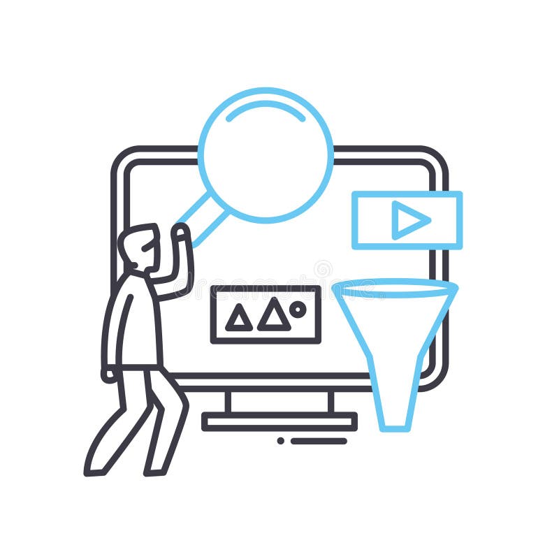 Content Curation Line Icon, Outline Symbol, Vector Illustration ...