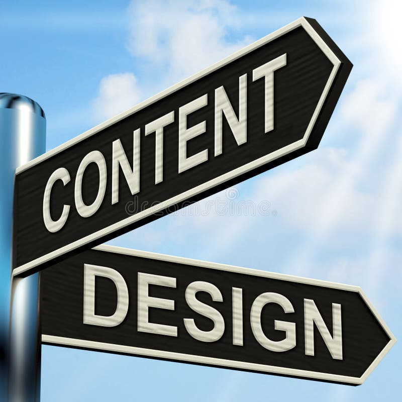 Content Design Signpost Means Message and Graphics Stock Illustration ...