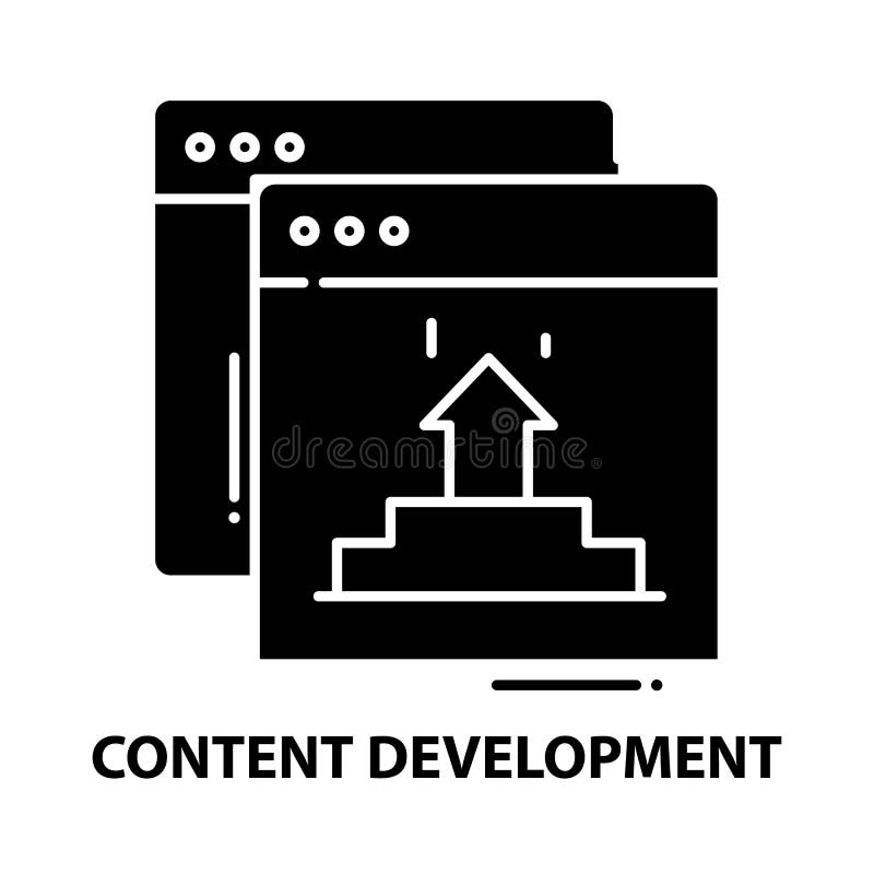 Content Development Icon, Black Vector Sign with Editable Strokes ...