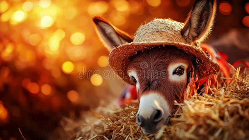 Donkey Wearing Straw Hat Stock Photos - Free & Royalty-Free Stock ...