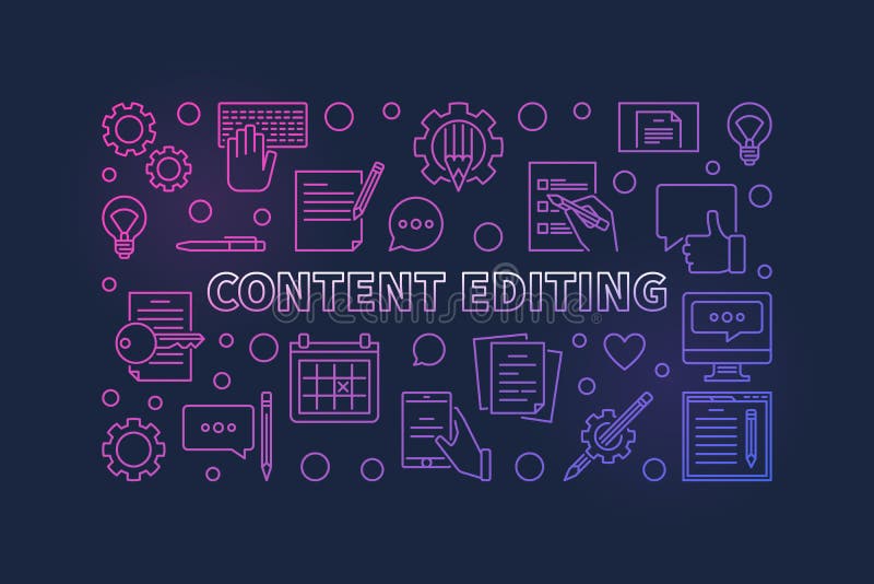 Content Editing Vector Colorful Outline Horizontal Banner Stock Vector ...