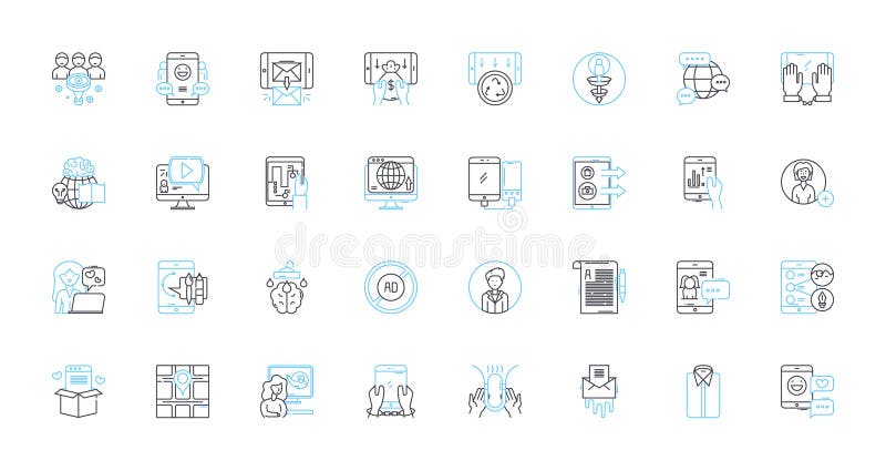 Content Experience Linear Icons Set. Engagement, Storytelling ...
