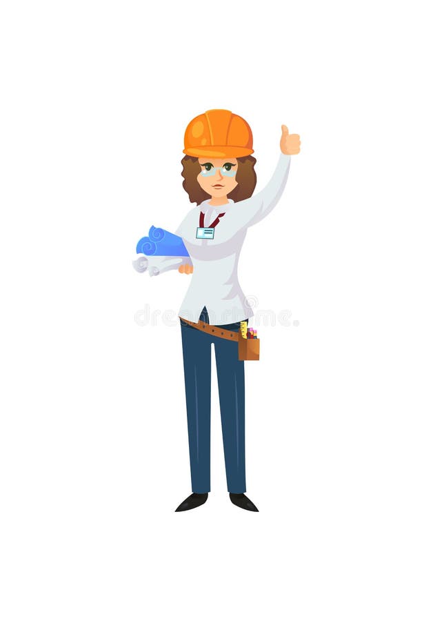 Content Female Contractor Approving Plan Stock Vector - Illustration of ...