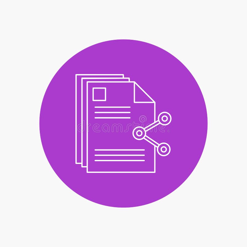 Content, Files, Sharing, Share, Document White Line Icon in Circle ...