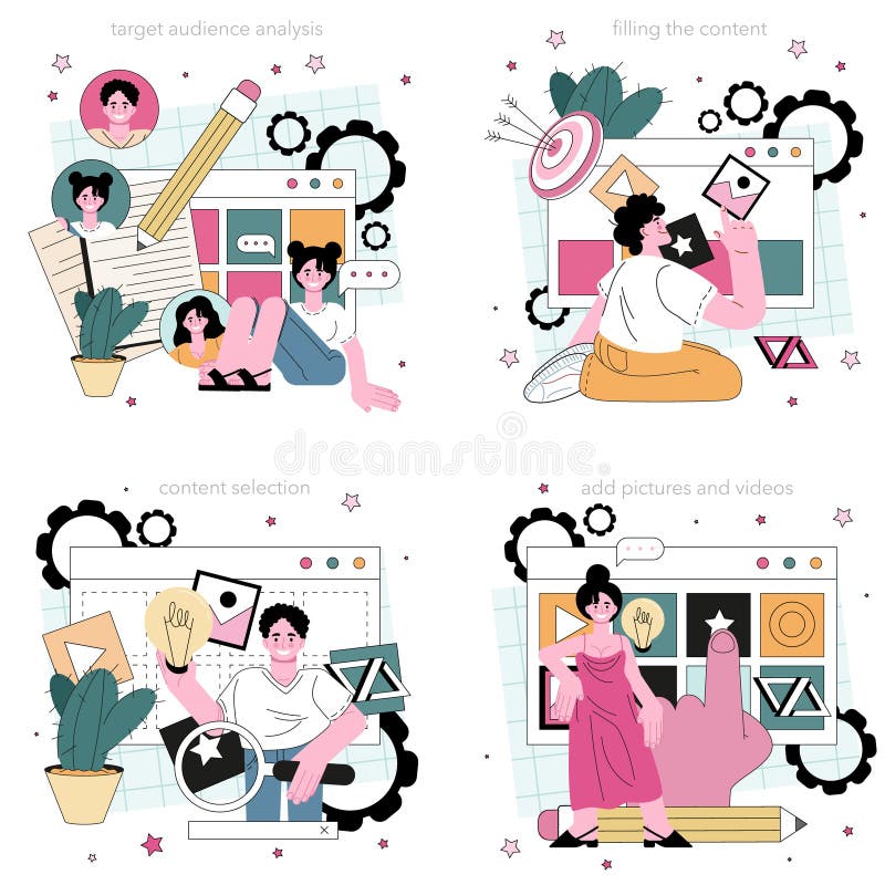 Content Filling Concept Set. Target Audience Analysis and Making ...