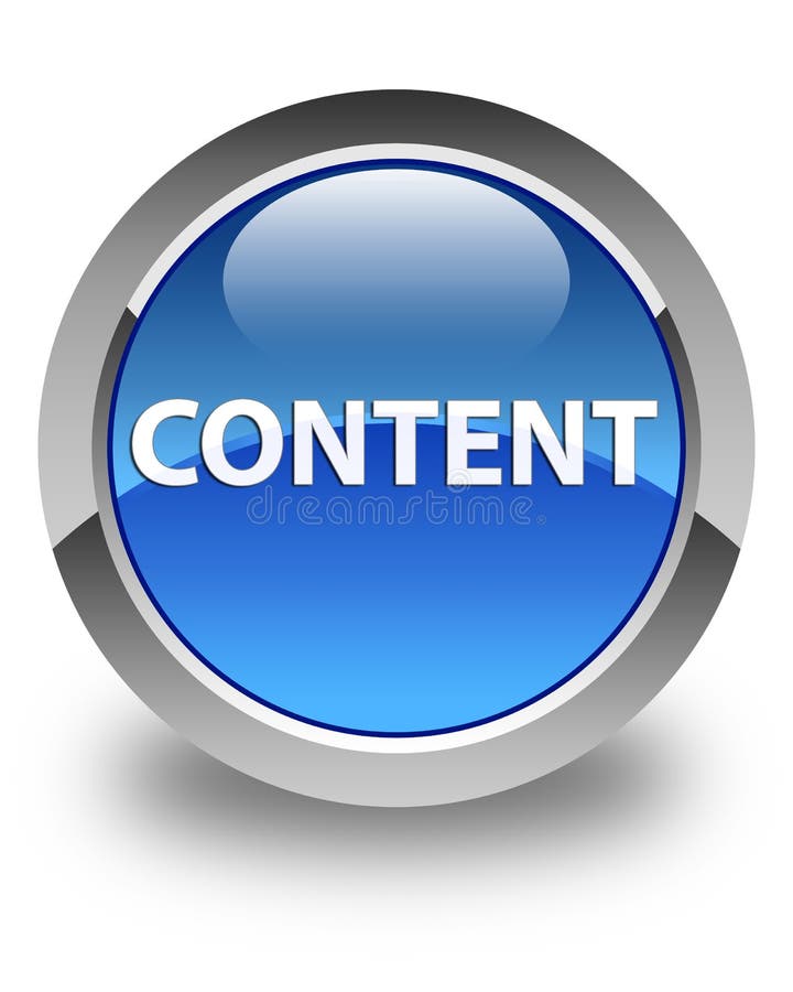 Content Glossy Blue Round Button Stock Illustration - Illustration of ...