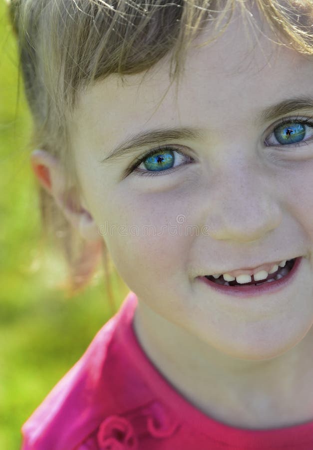 Content Happy Little Girl stock image. Image of glance - 26892355