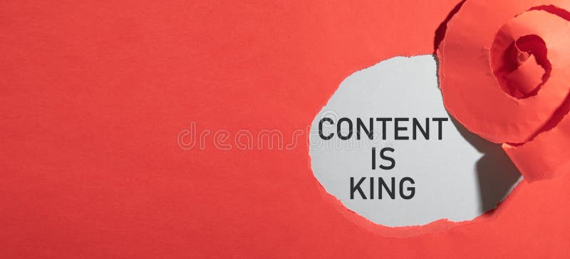 Content is King Message on Torn Paper Stock Image - Image of success ...