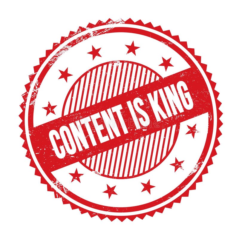 CONTENT is KING Text on Orange Grungy Round Rubber Stamp Stock ...