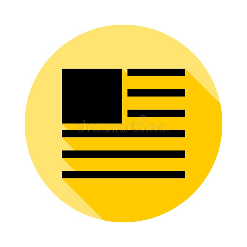 Content, Layout, Text Outline Icon in Long Shadow Style Stock ...