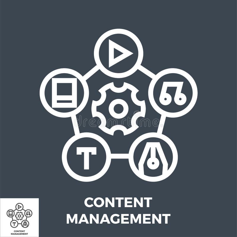 Content Management Line Icon Stock Vector - Illustration of media ...