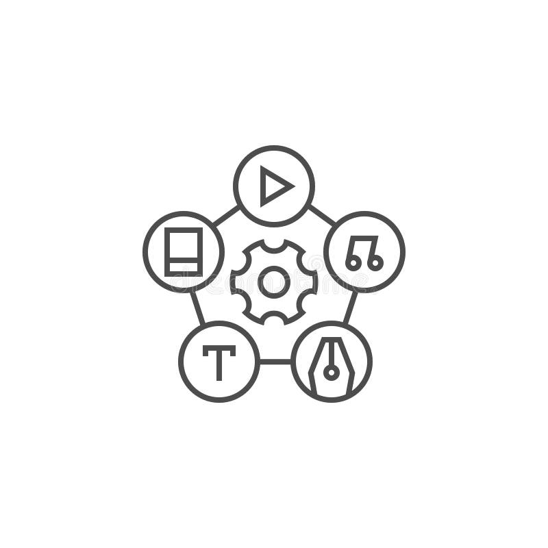 Content Management Line Icon Stock Vector - Illustration of design ...