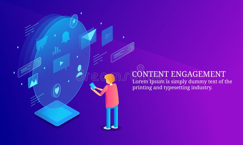 Content Management, Mobile User Engaged with Digital Content. Stock ...