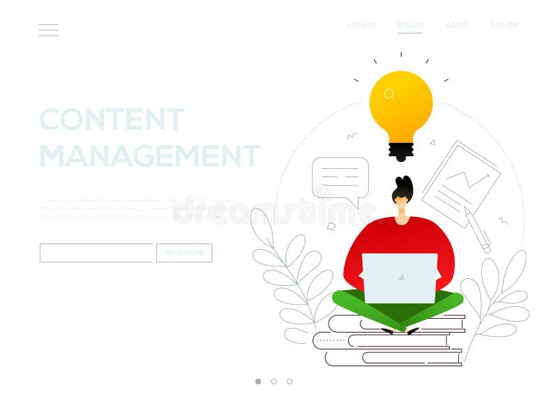 Content Management - Modern Flat Design Style Colorful Web Banner Stock ...