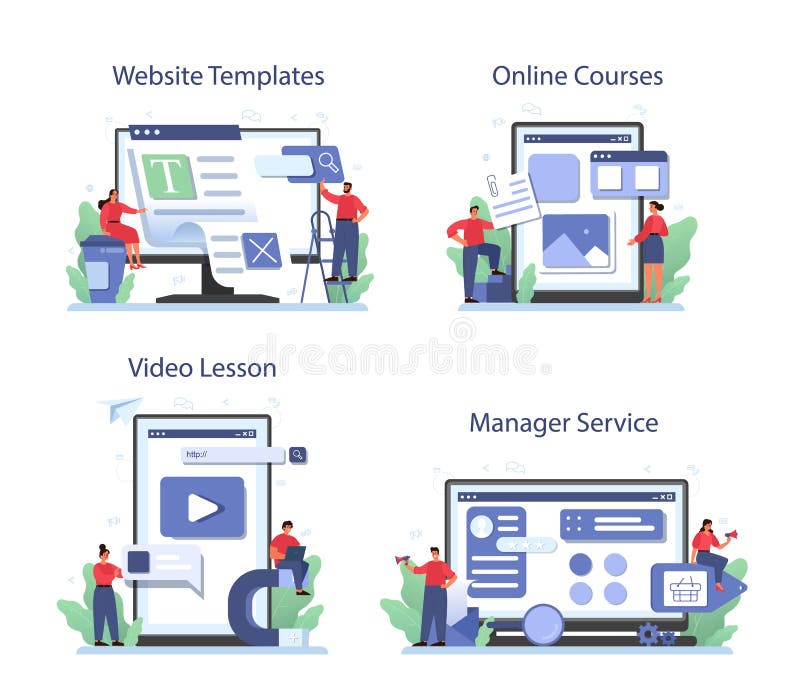 Content Management Online Service or Platform Set. Idea of Digital ...