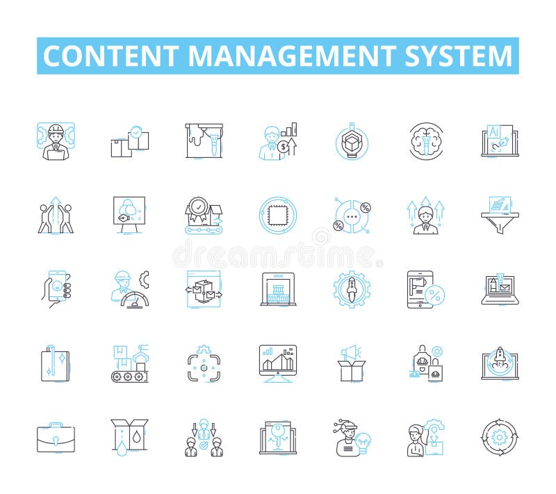 Content Management System Linear Icons Set Database Interface