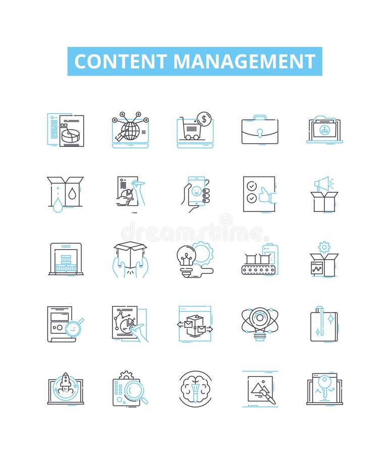 Content Management Vector Line Icons Set. Content, Management, System ...