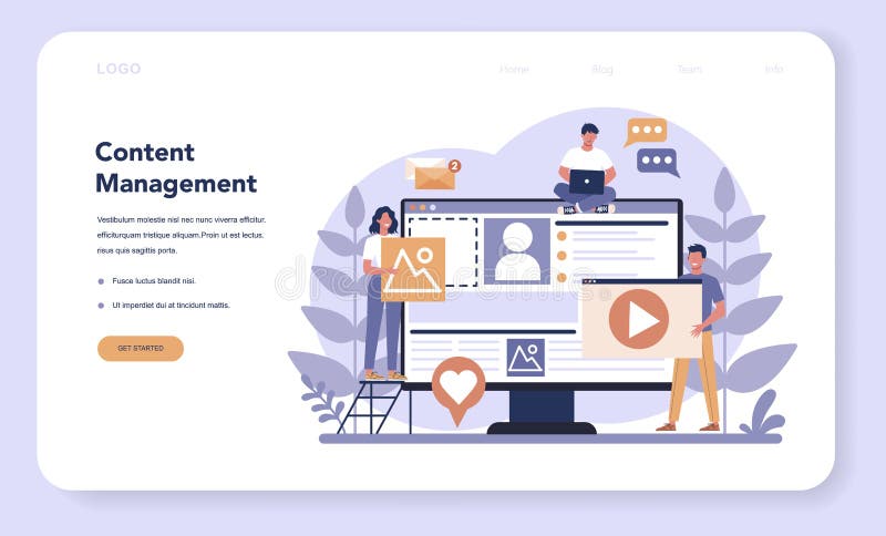 Content Management Web Banner or Landing Page . Idea of Digital Stock ...
