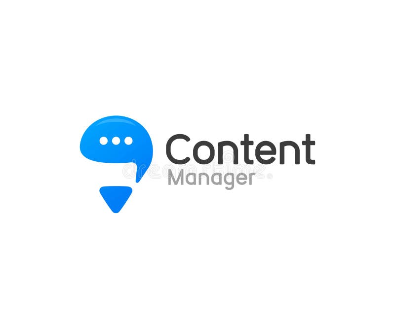 Content Manager Logo Design. Speech Bubble with Pencil, Writing Blog ...