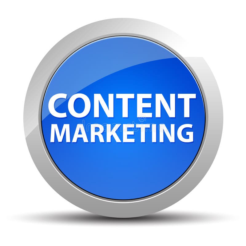 Content Marketing Blue Round Button Stock Illustration - Illustration ...