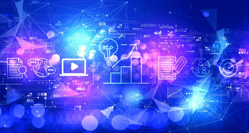 Content Marketing Concept with Technology Light Background Stock Image ...