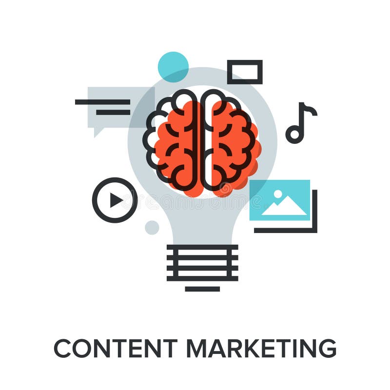 Content Marketing Flat Line Icon Design Concept Stock Vector ...