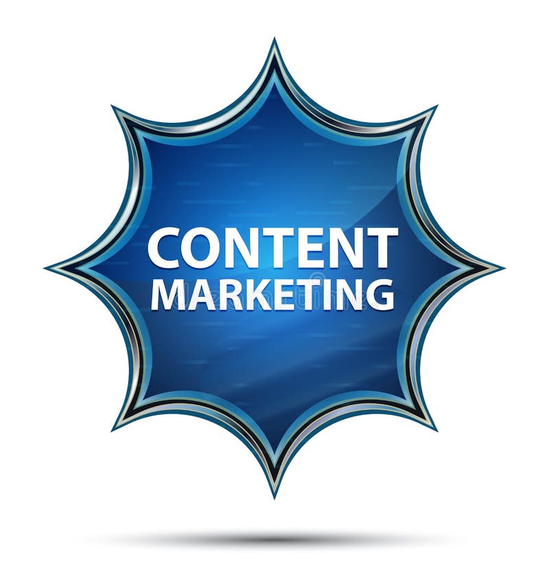 Content Marketing Magical Glassy Sunburst Blue Button Stock ...