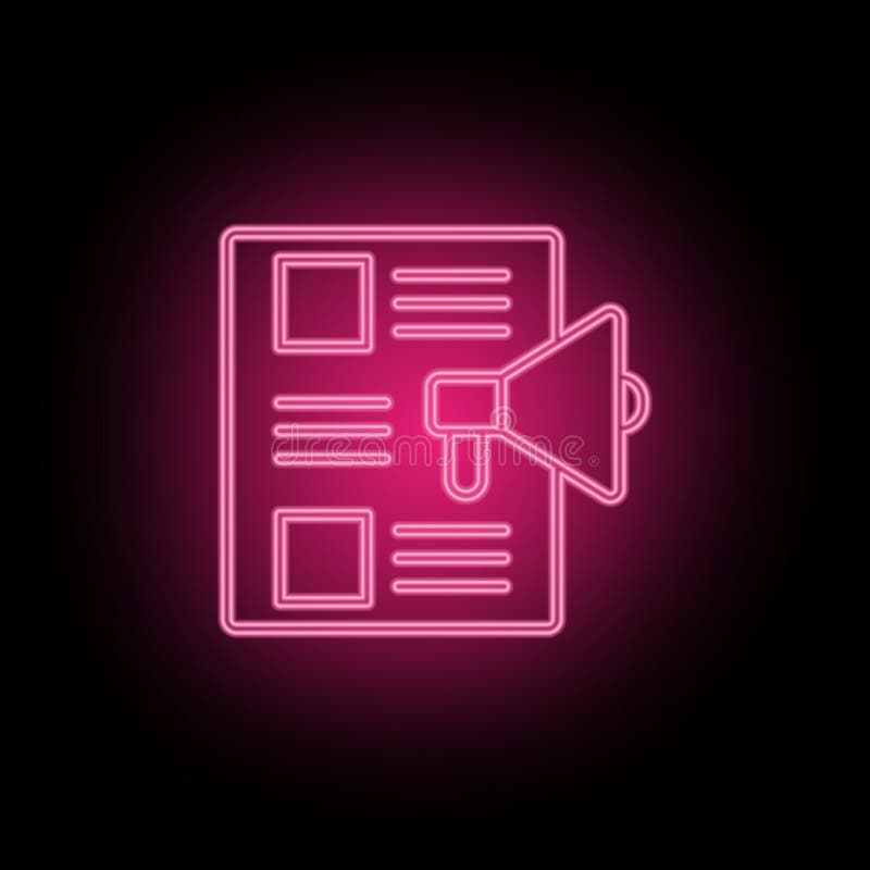 Content, Marketing, Media Neon Icon Can Be Used To Illustrate Topics ...