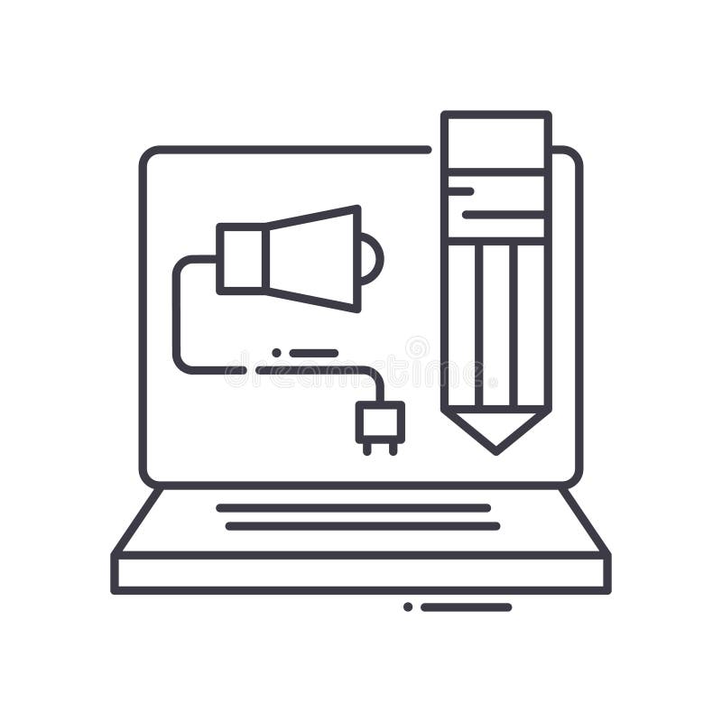 Content Marketing Plan Icon, Linear Isolated Illustration, Thin Line ...