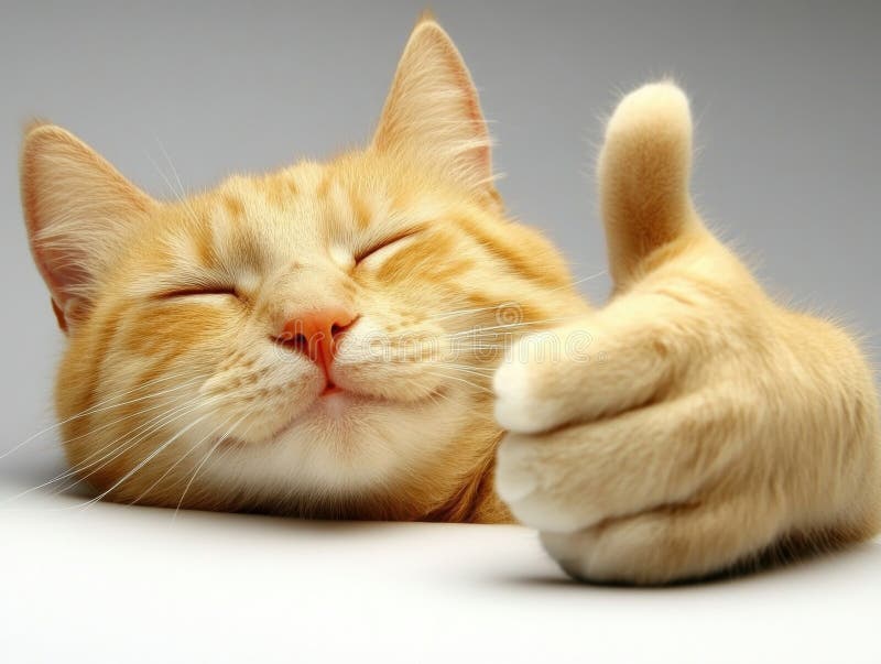Content Orange Cat Giving a Thumbs Up Gesture Stock Image - Image of ...