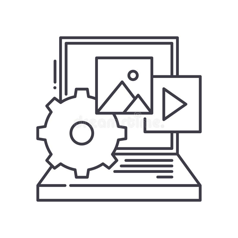 Content Production Concept Icon, Linear Isolated Illustration, Thin ...