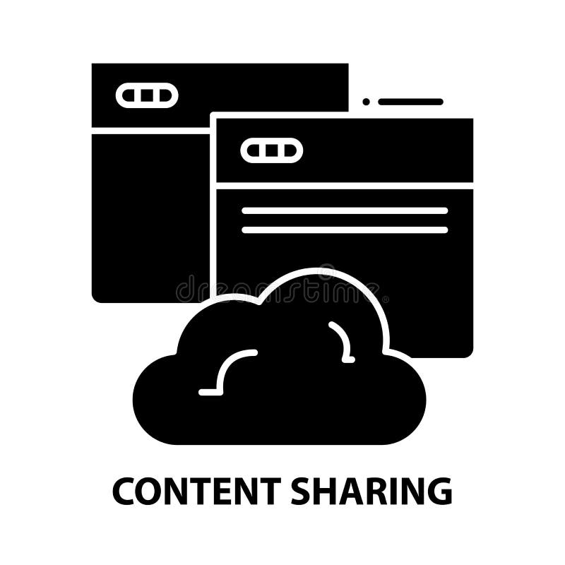 Content Sharing Icon, Black Vector Sign with Editable Strokes, Concept ...