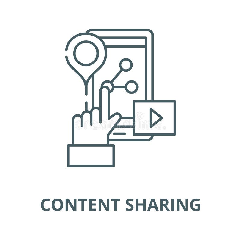 Content Sharing Line Icon, Vector. Content Sharing Outline Sign ...