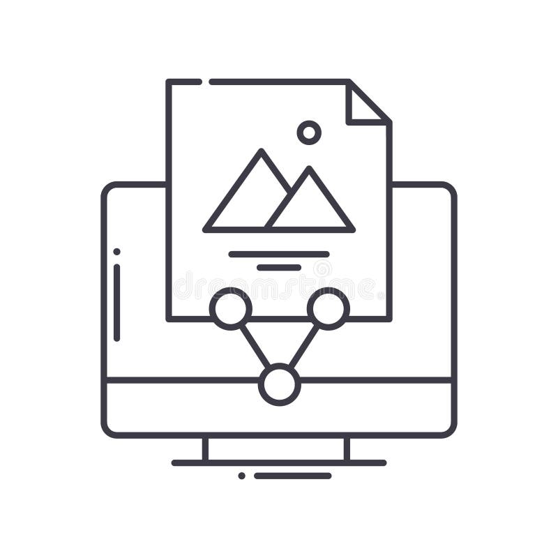 Content Sharing Process Icon, Linear Isolated Illustration, Thin Line ...