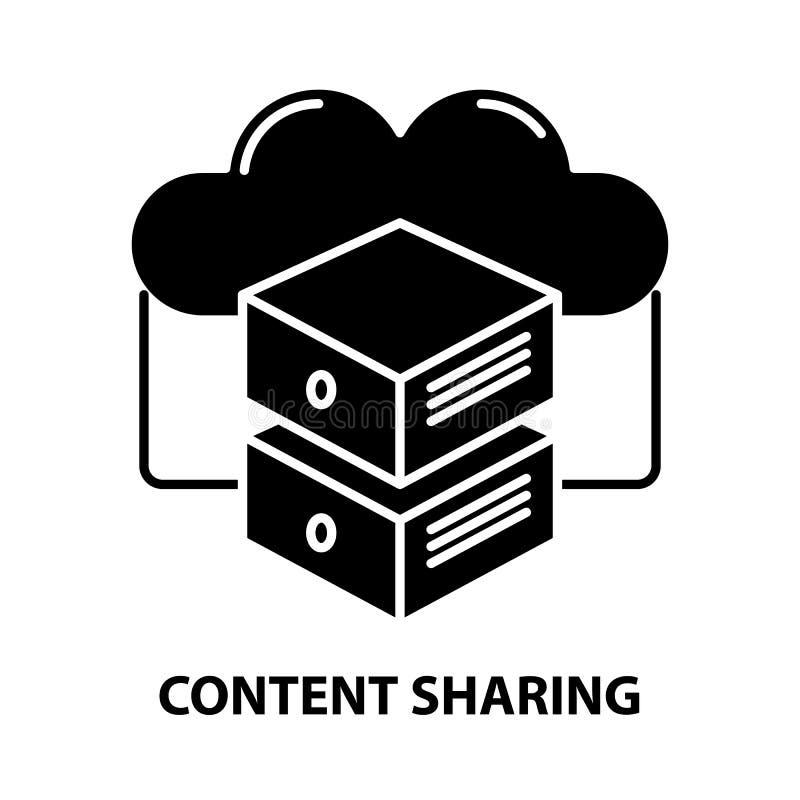 Content Sharing Symbol Icon, Black Vector Sign with Editable Strokes ...