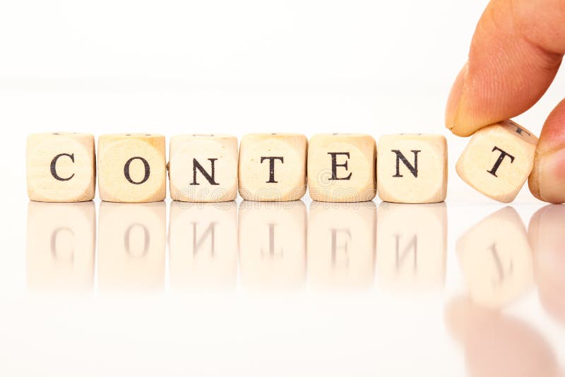 Content Spelled with Dice Letters Stock Image - Image of spelling ...