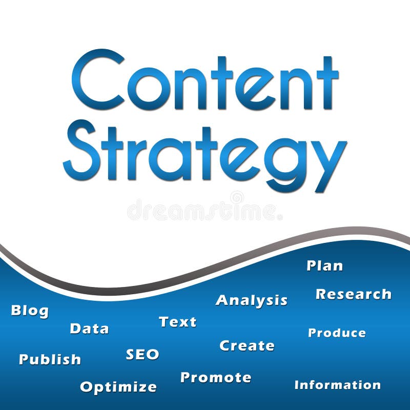 Content Strategy Wordcloud Blue Square Stock Illustration ...