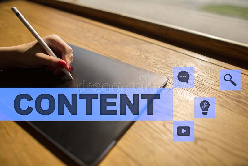 Content Text on Virtual Screen. Business Technology and Internet ...