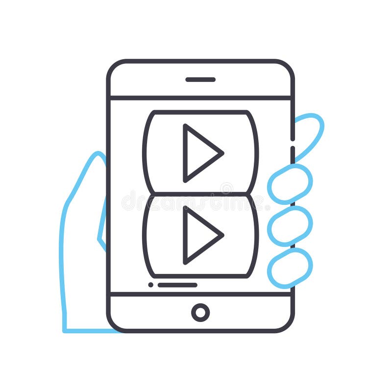 Content Video Line Icon, Outline Symbol, Vector Illustration, Concept ...
