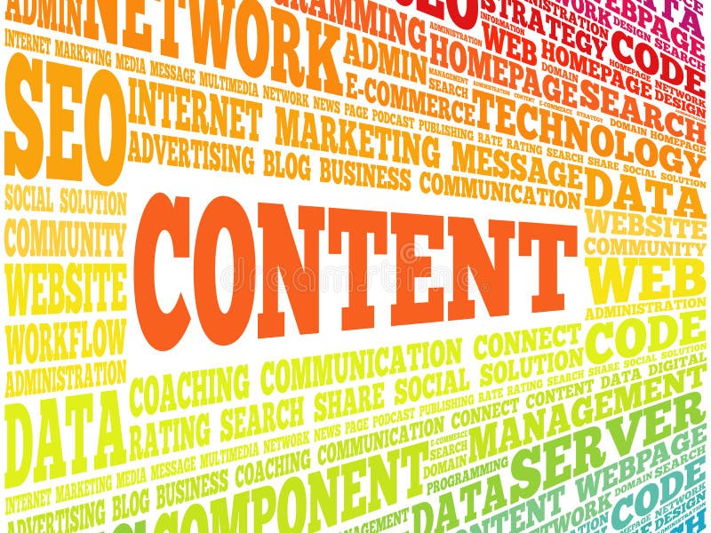 CONTENT word cloud stock illustration. Illustration of material - 206568112